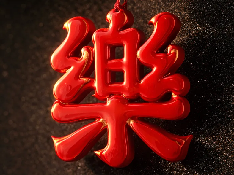 Glow·Joy | 3D High-Gloss Chinese Red 'Joy' Character New Chinese ...