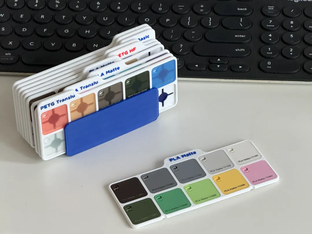 Bambu Lab filament swatch card collection, holds 100 swatches, with a ...