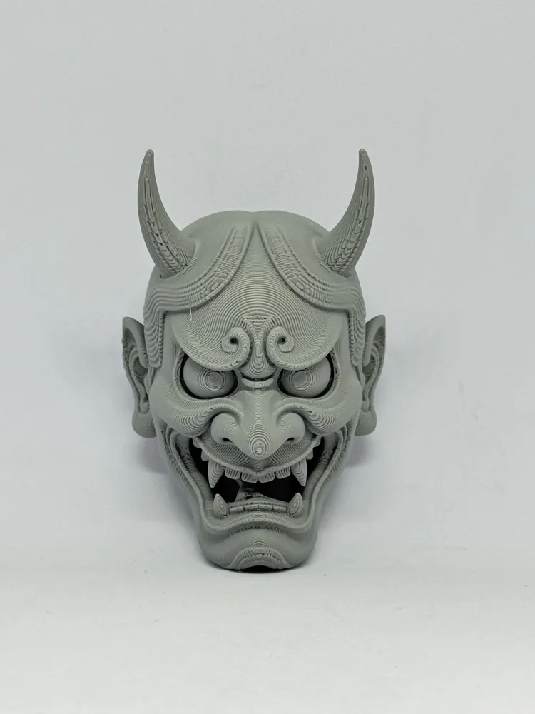 Japanese Oni Mask / Demon Face Sculpture - Free 3D Print Model - MakerWorld