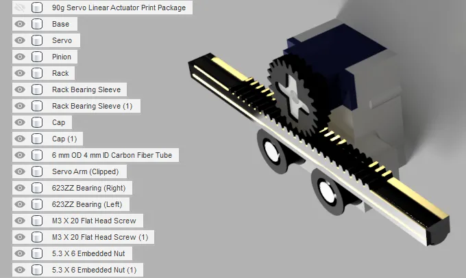9g Servo Linear Actuator (Ball Bearing) - Free 3D Print Model - MakerWorld