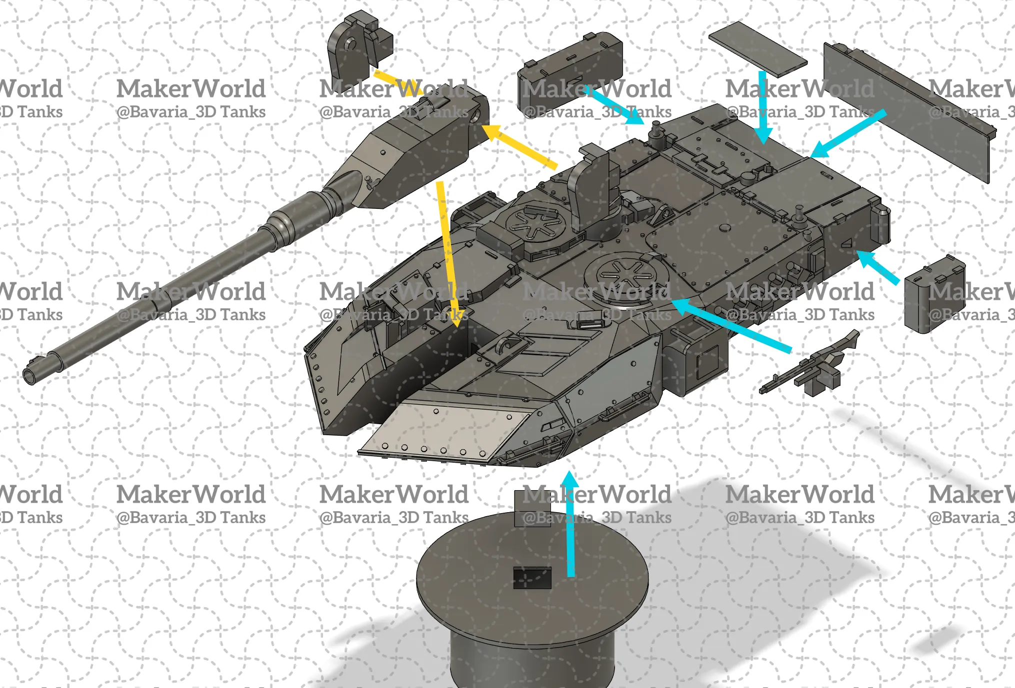 Leopard 2 A7 Main Battle Tank Movable Cannon 1/35 - Free 3D Print Model ...