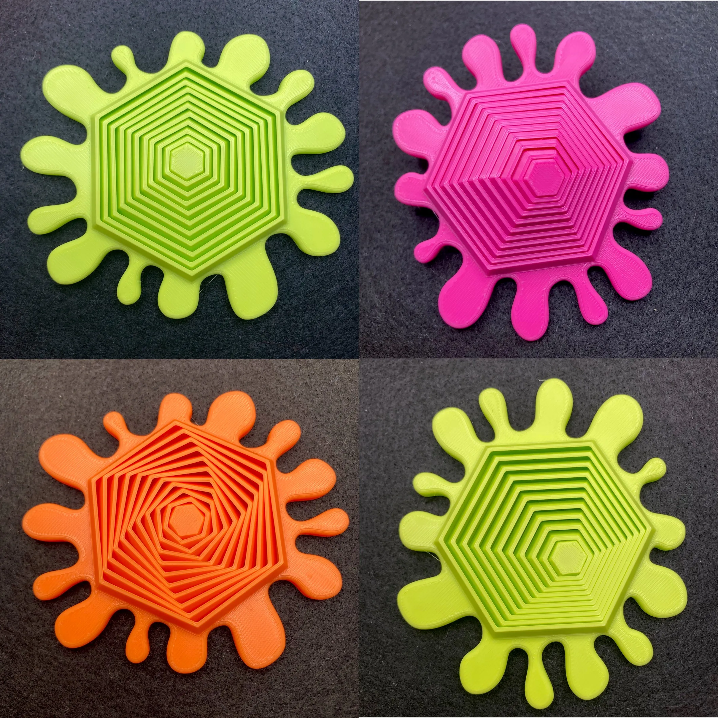 Splat Hexagon Fidget Toy - Print in Place ~48 min - Free 3D Print Model ...