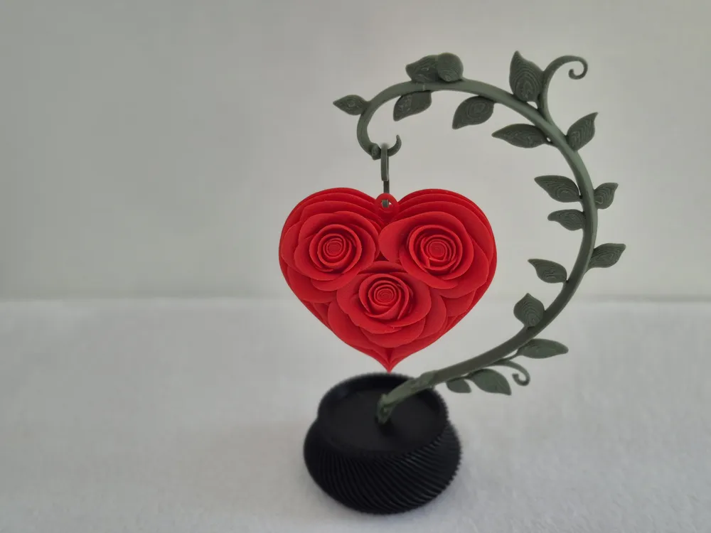 Rose Heart with Vine - Modular & multicolor without AMS - Free 3D Print ...