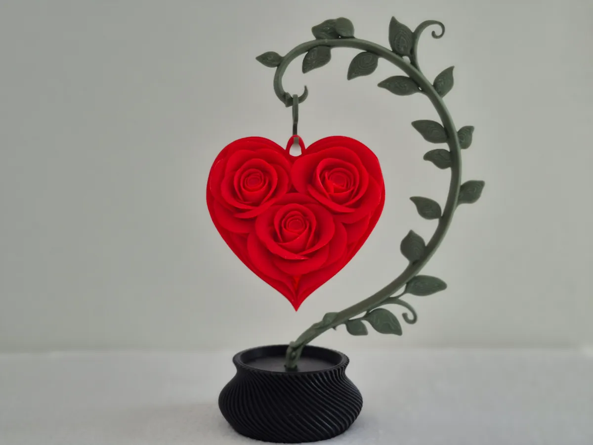 Rose Heart with Vine - Modular & multicolor without AMS - Free 3D Print ...