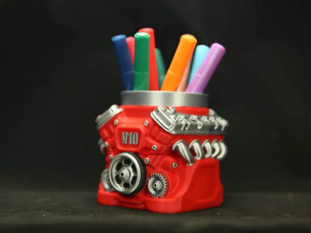 V10 engine pen holder, storage box (multicolor, single color version ...