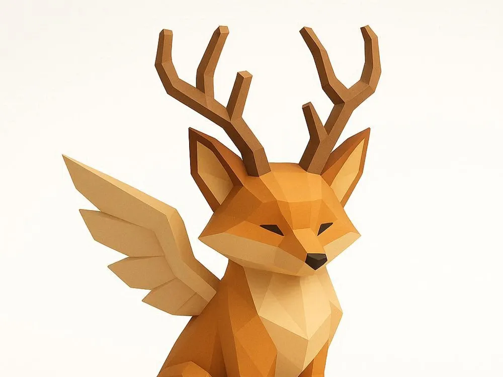 AI Winged Fox with Antlers - Free 3D Print Model - MakerWorld