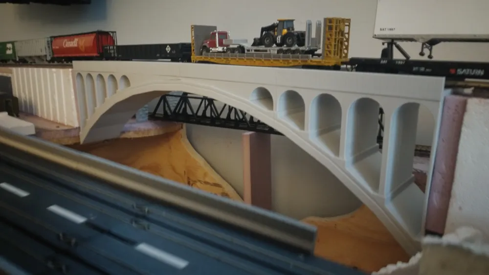 Model Train concrete double arch bridge - Free 3D Print Model - MakerWorld