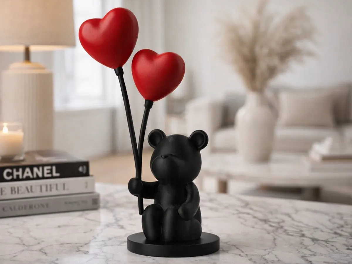 Bear with Heart Balloons Sculpture – Romantic Art - Free 3D Print Model ...