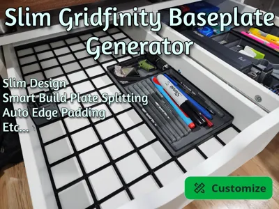 Slim Gridfinity Baseplate Generator - Free 3D Print Model - MakerWorld