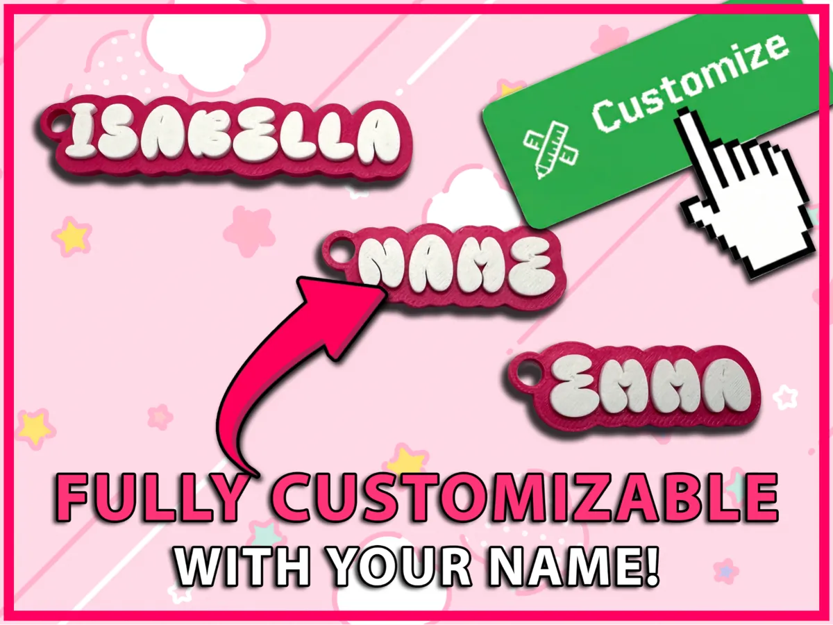 Niedlicher Bubble Letter Schriftart Individueller Schlüsselanhänger ...