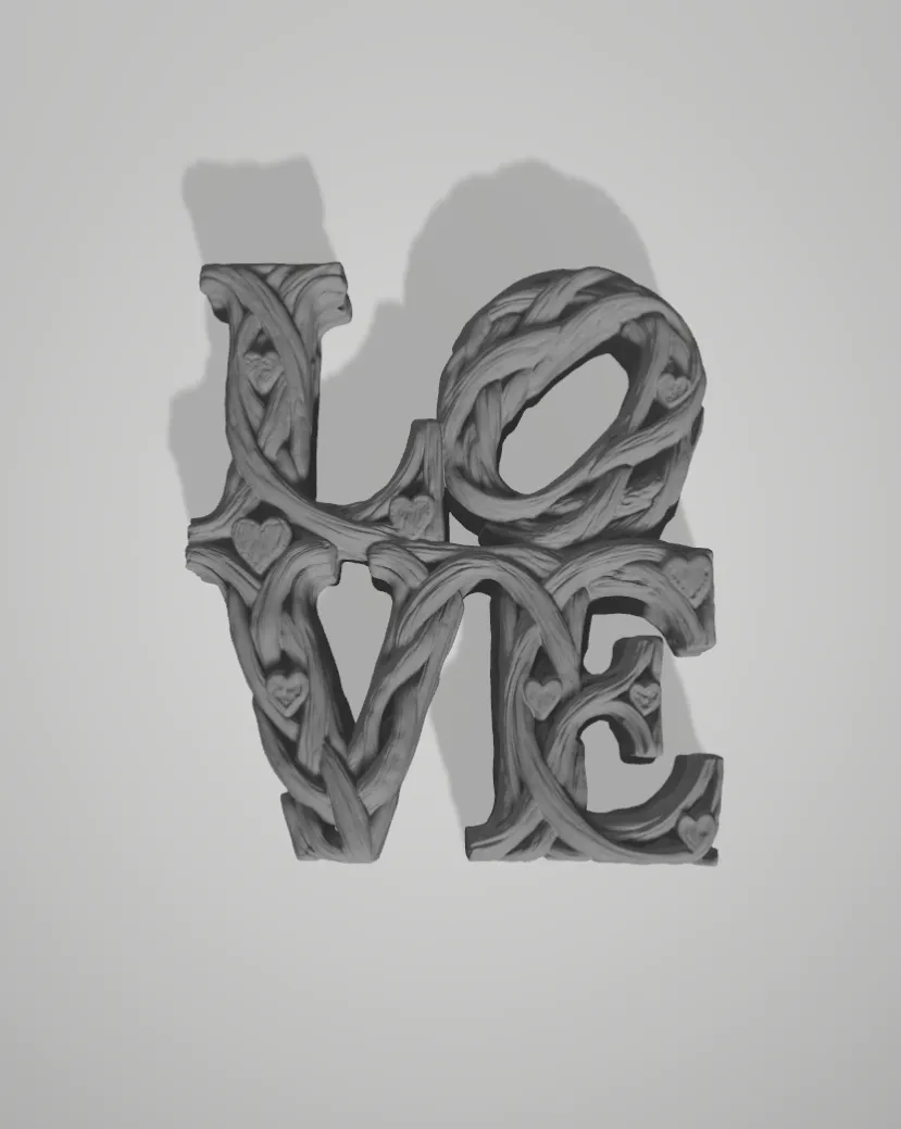 LOVE text Handmade wooden texture - Free 3D Print Model - MakerWorld