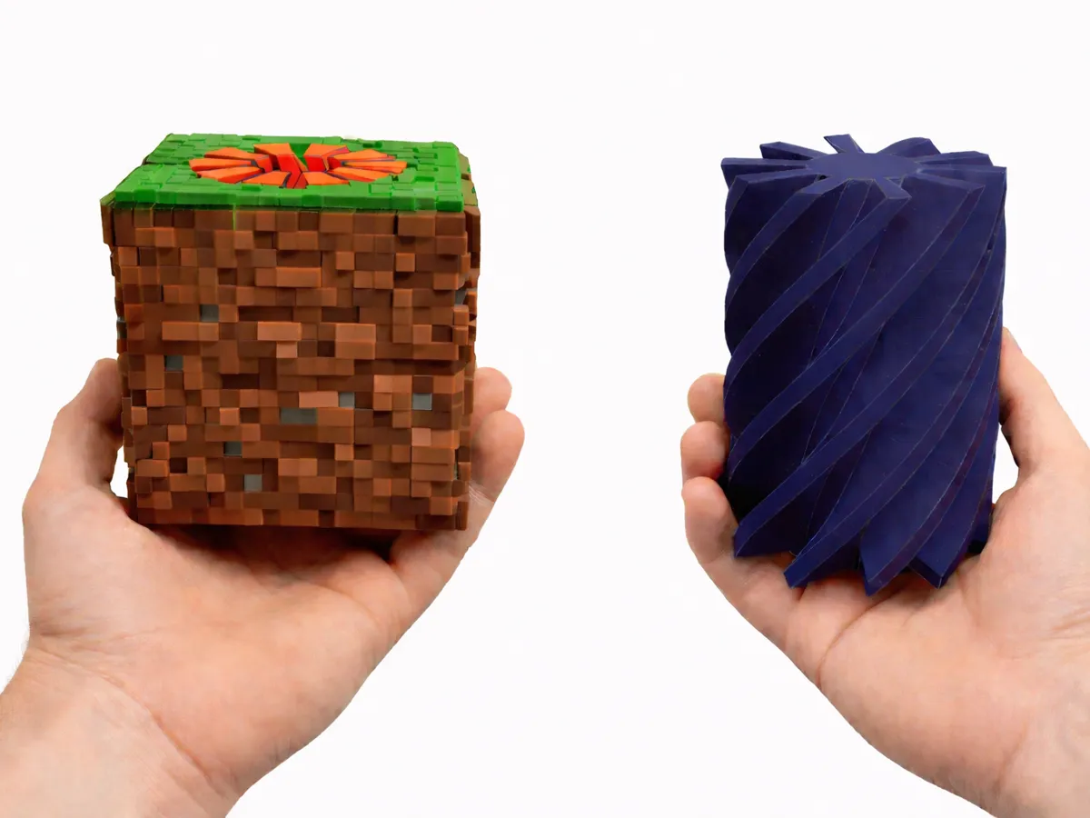 minecraft grass block spiral fidget - Free 3D Print Model - MakerWorld