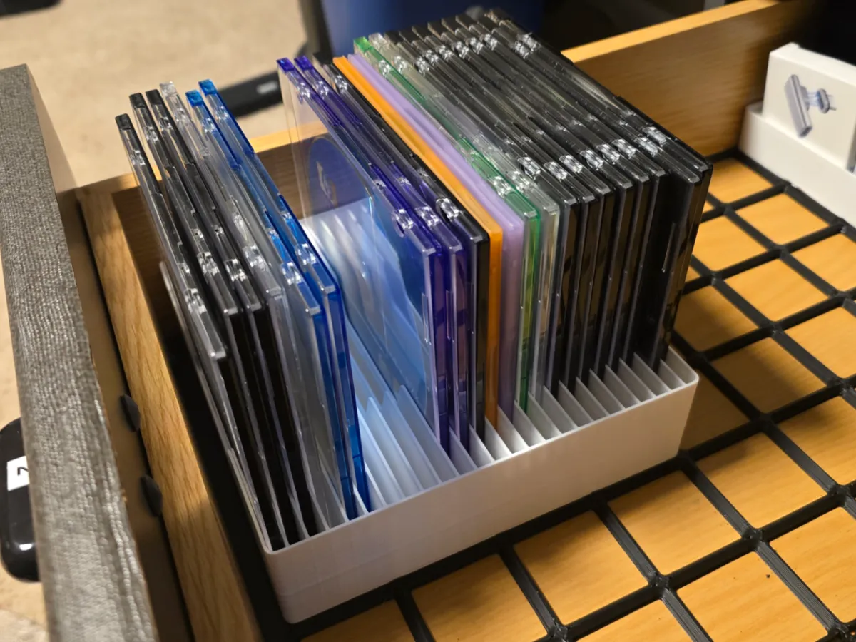 Gridfinity CD/DVD Slim Jewel Case tray - Free 3D Print Model - MakerWorld