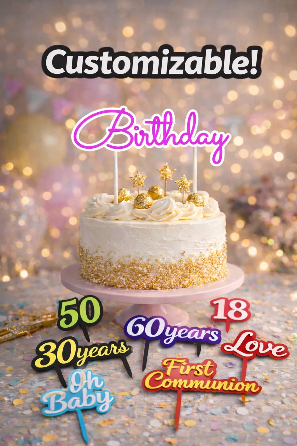 Parametric / Customizable Cake Topper - Free 3D Print Model - MakerWorld