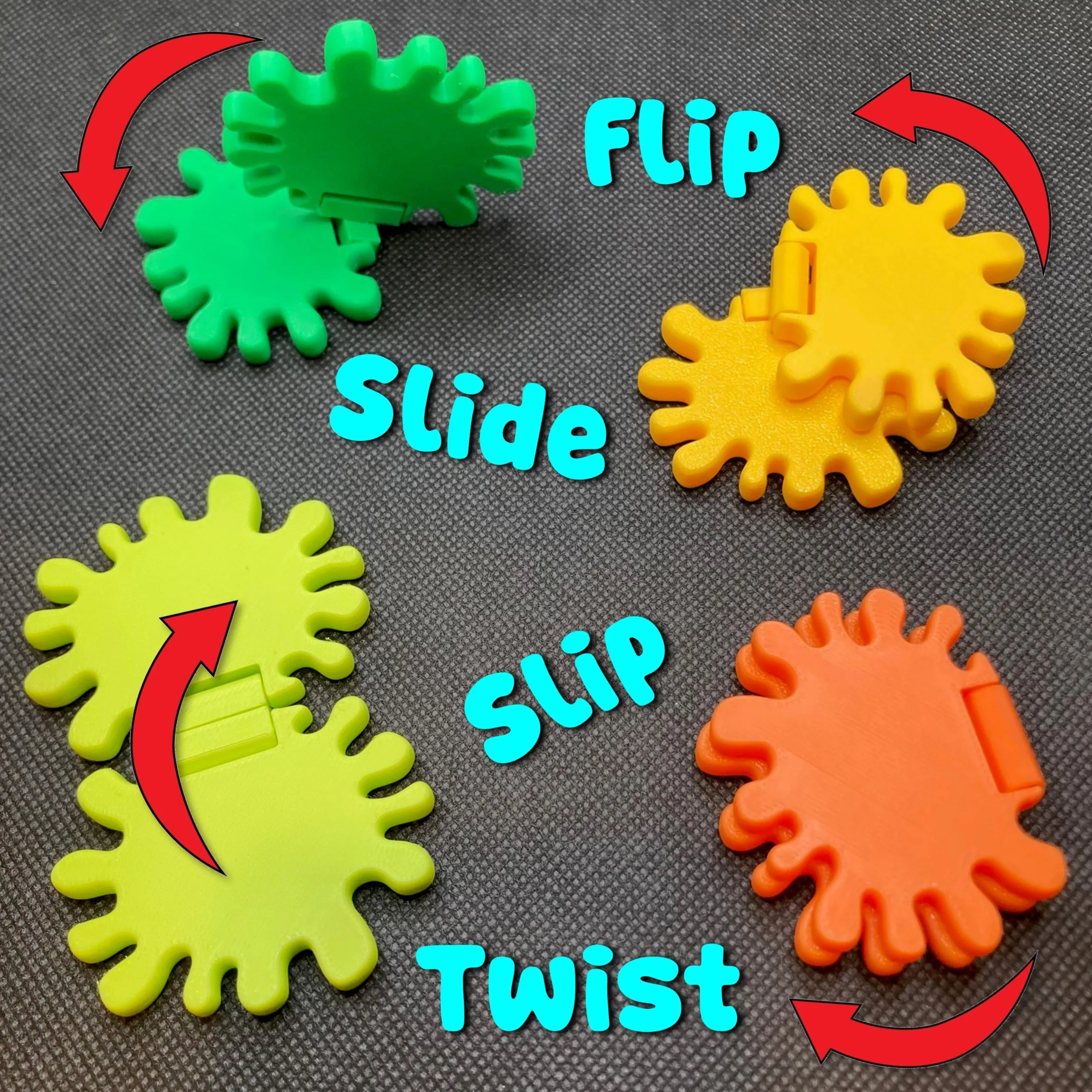 Splat! the Slider + Flip Fidget => Print in Place - Free 3D Print Model ...