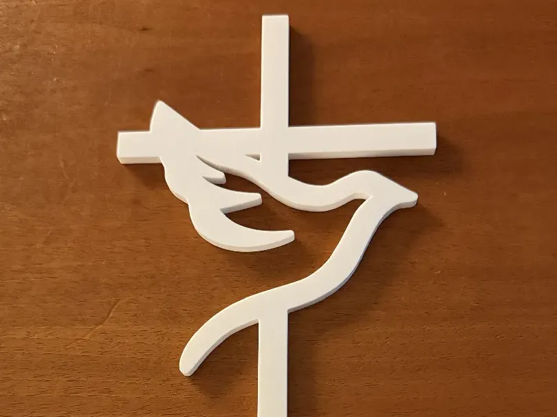 Cross with dove Holy Spirit symbol peace church - Free 3D Print Model ...