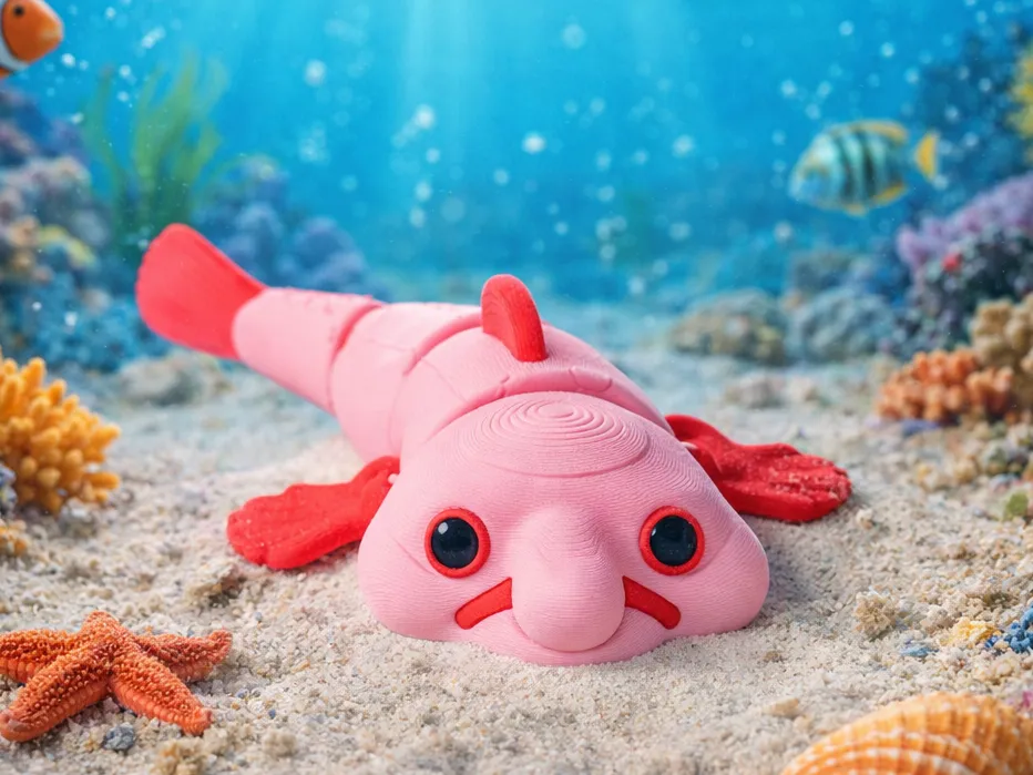 Cute Blobfish Flexi Toy – Articulated Fidget Fish - Free 3D Print Model ...
