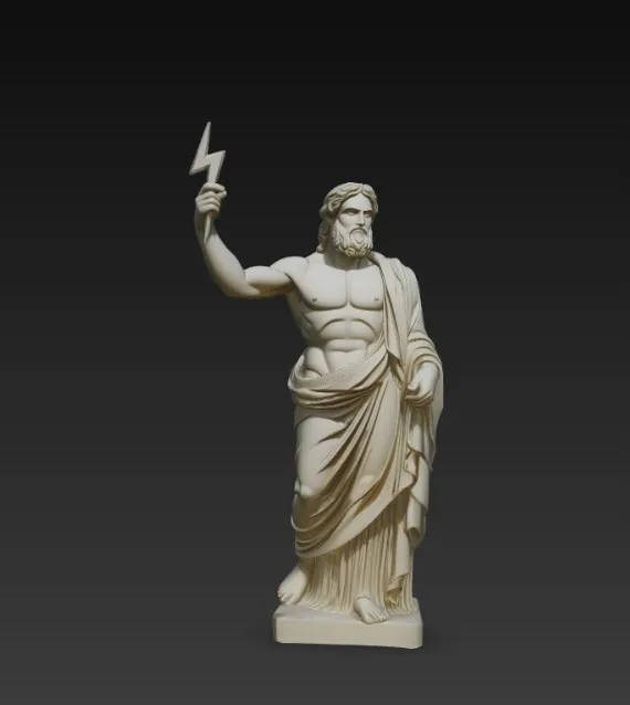 statue of zeus with lightning in his hand - Free 3D Print Model ...