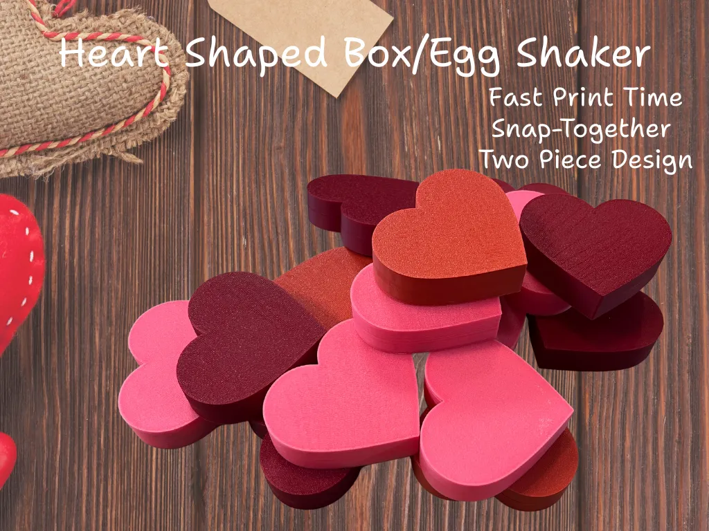Heart Shaped Box/Egg Shaker, Snap-Together Design - Free 3D Print Model ...