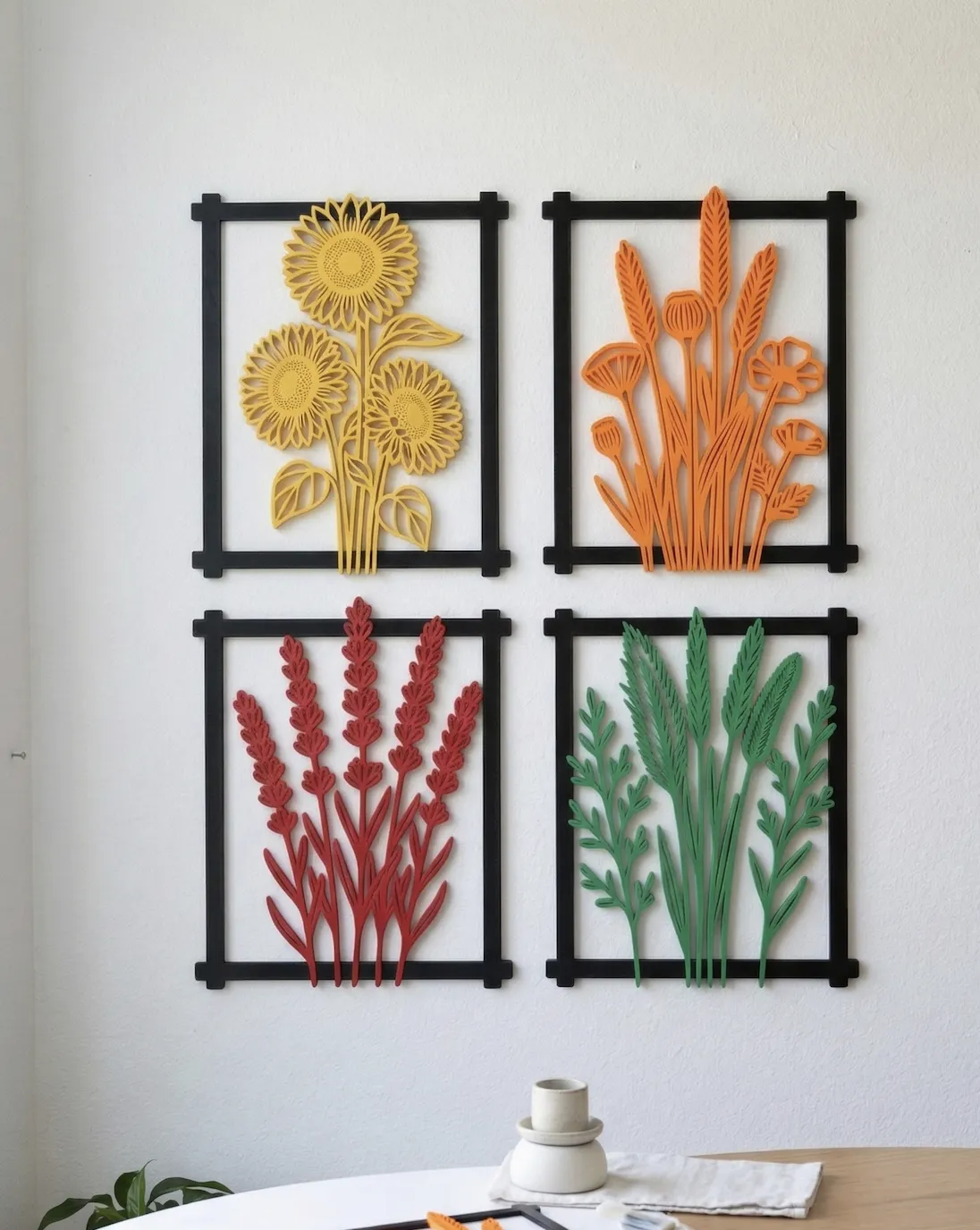 Minimalist Floral Wall Art Collection -4 Panel Set - Free 3D Print ...