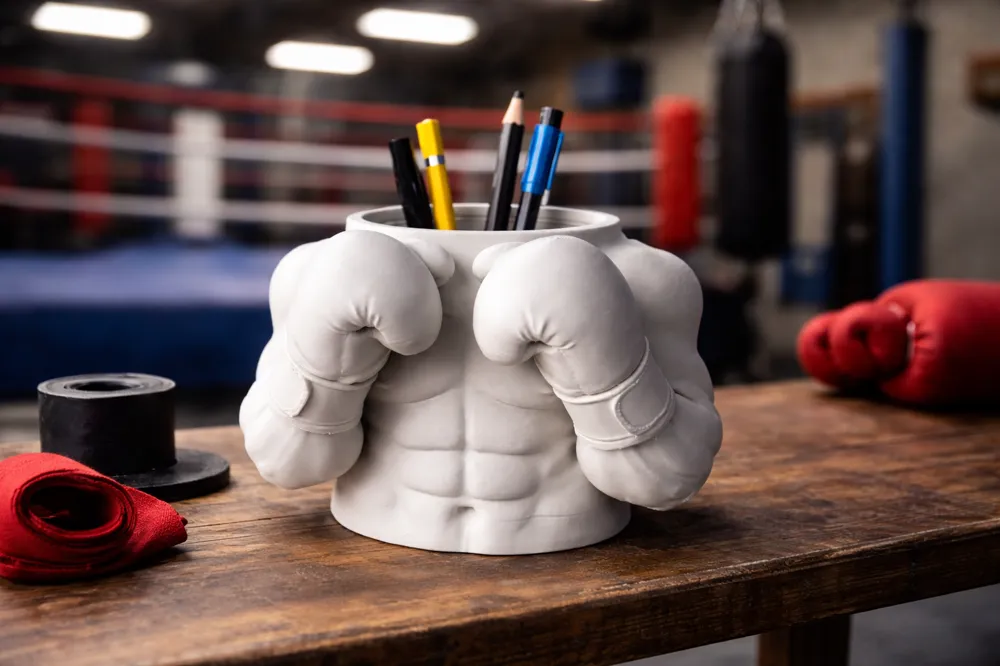 The Champ - Boxing Bust Pen Holder - Free 3D Print Model - MakerWorld