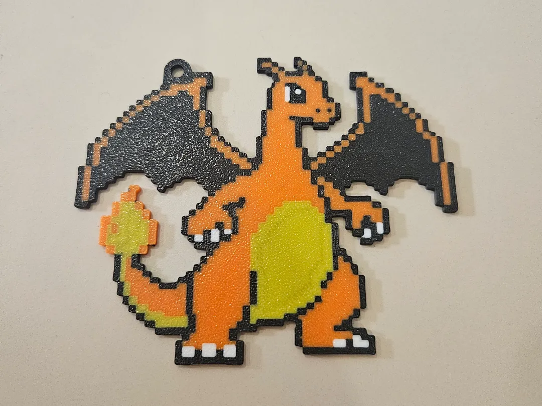 Pokémon Pixel Charizard Keychain Perler Bead Alternative! - Free 3D ...