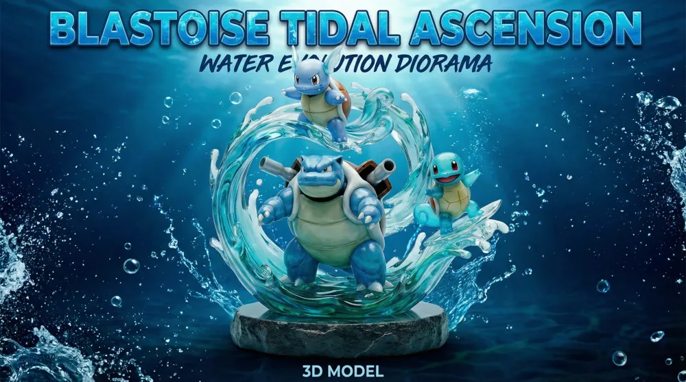 blastoise tidal ascnsion water evolution diorama - Free 3D Print Model ...