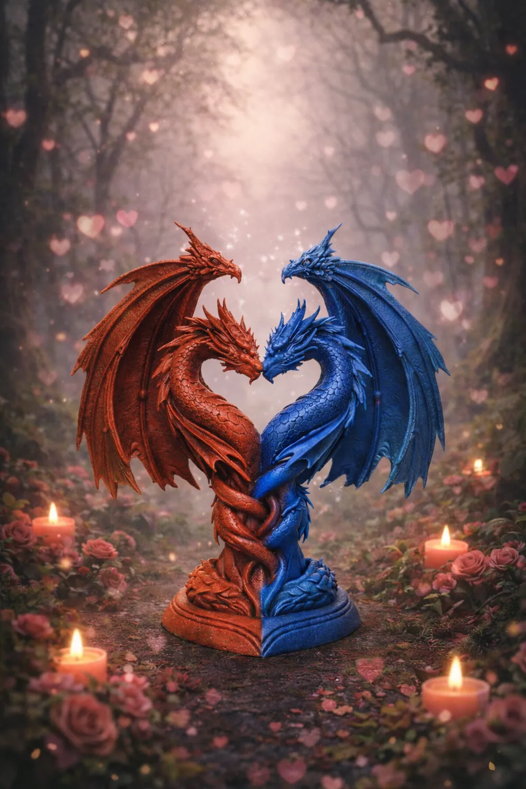 Twin Dragons of Love – Valentine Edition - Free 3D Print Model - MakerWorld
