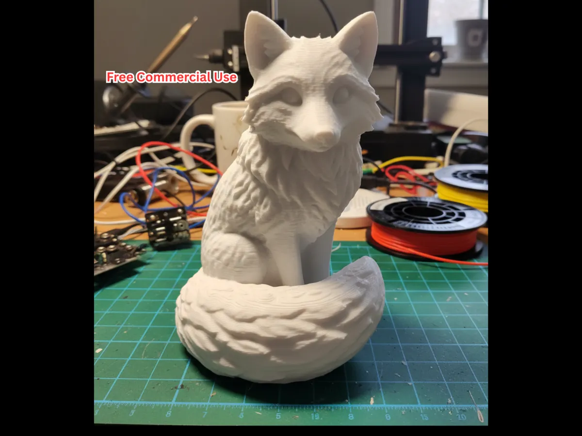 Semi-Realistic Arctic Fox Sitting Statue - Free 3D Print Model - MakerWorld
