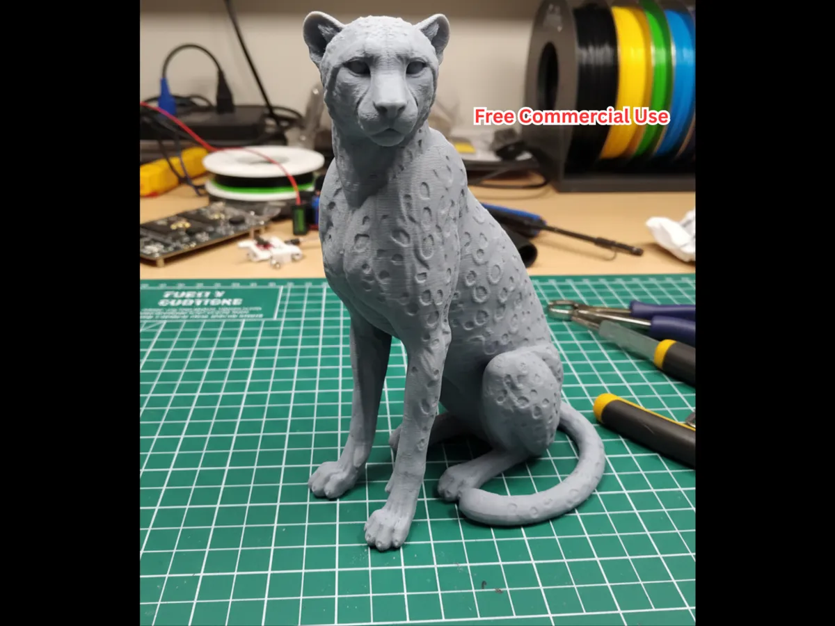 Semi-Realistic Cheetah Statue - Free 3D Print Model - MakerWorld
