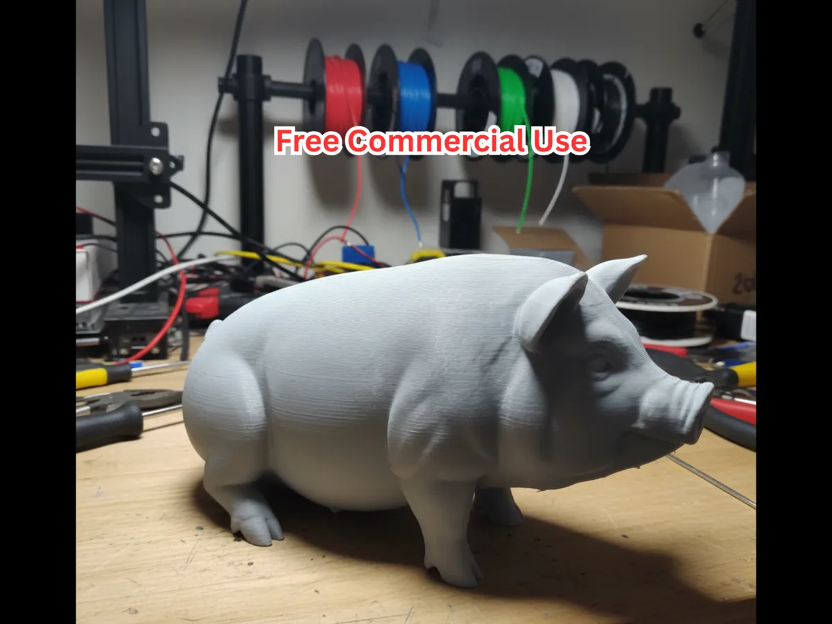 Semi-Realistic Pig Statue - Free 3D Print Model - MakerWorld