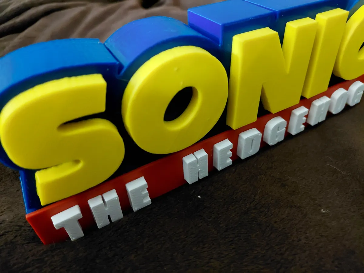 sonic the hedgehog logo sign 4 color multi part - Free 3D Print Model ...