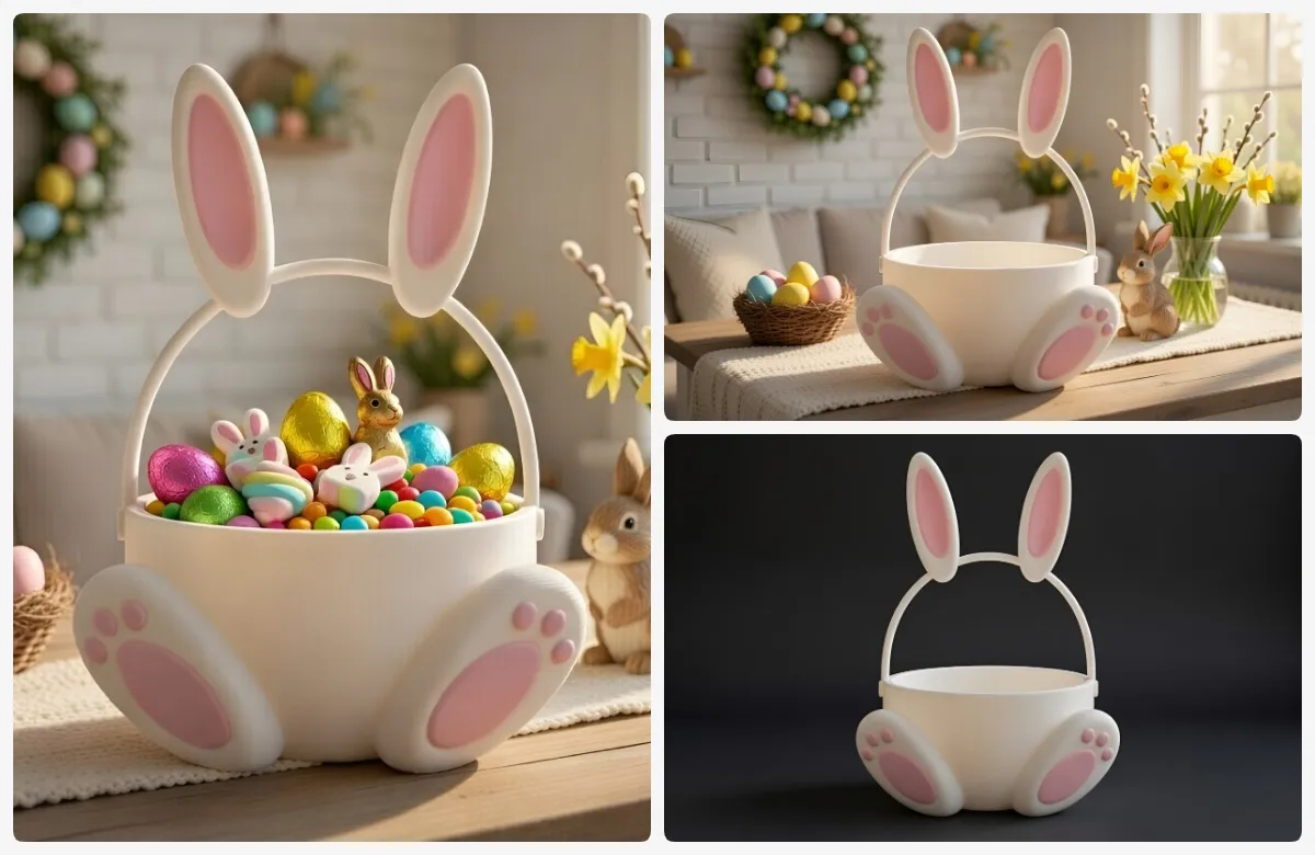 Easter Bunny Basket - Free 3D Print Model - MakerWorld