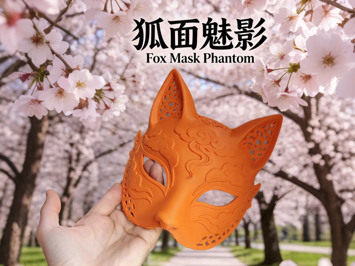 Phantom Fox Mask: Cherry Blossom Cloud Pattern - Free 3D Print Model ...