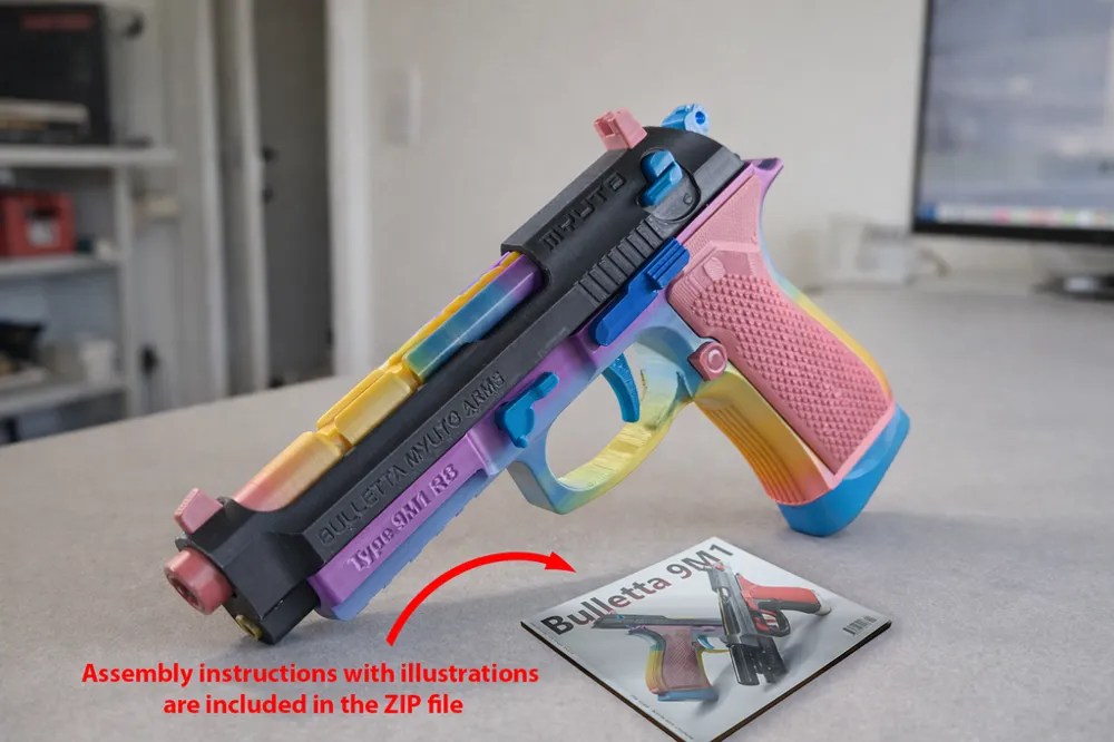Bulletta 9M1 - Detailed Beretta-like Toy Gun - Free 3D Print Model ...