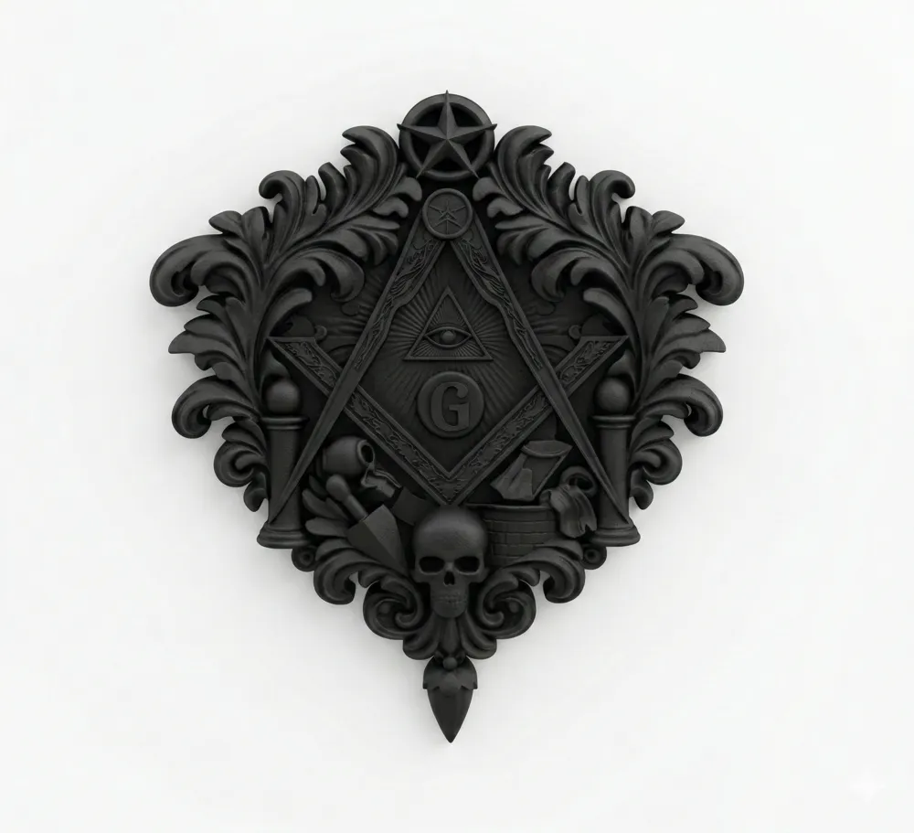 Gothic Masonic Wall Plaque Baroque Freemason - Free 3D Print Model ...