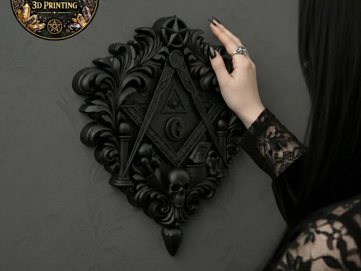 Gothic Masonic Wall Plaque Baroque Freemason - Free 3D Print Model ...