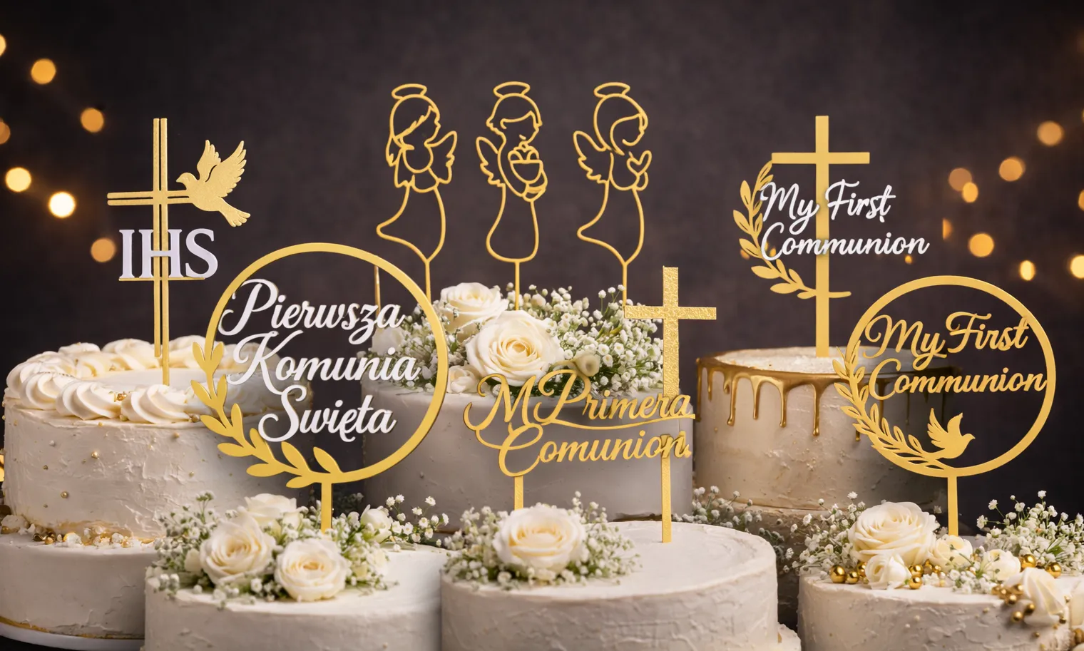 First Holy Communion Cake Topper – Cross & Laurel - Free 3D Print Model ...