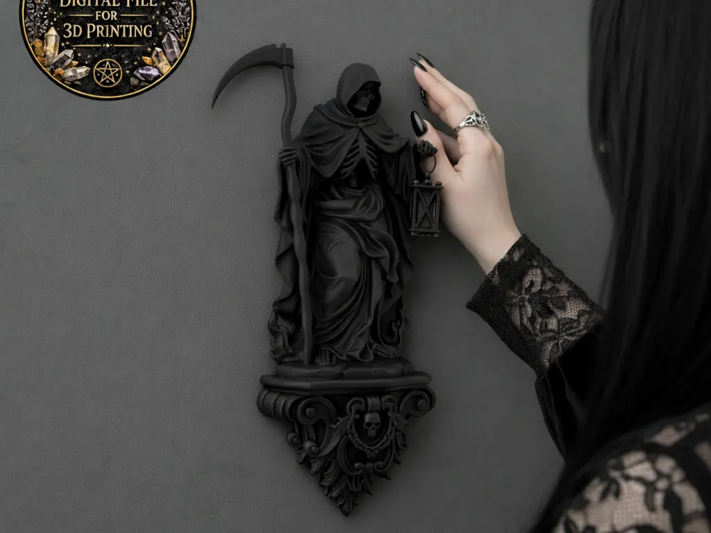 Gotische Grim Reaper Statue Tod mit Laterne – Kostenloses 3D ...
