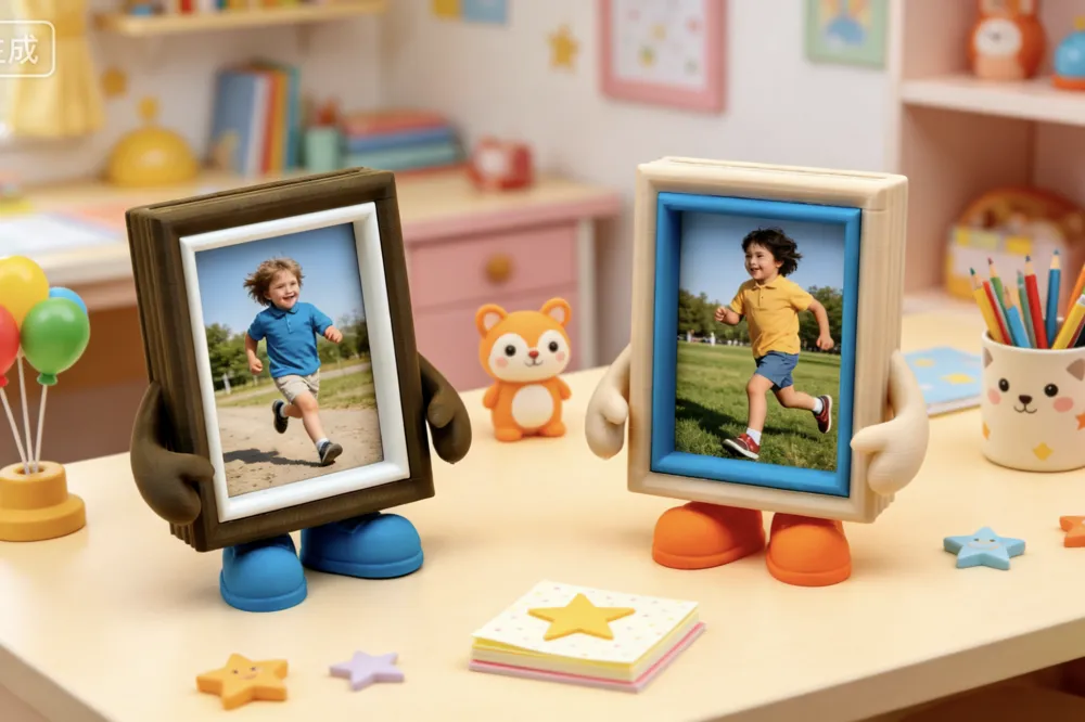 Cute little figure design children's photo frame - Free 3D Print Model ...
