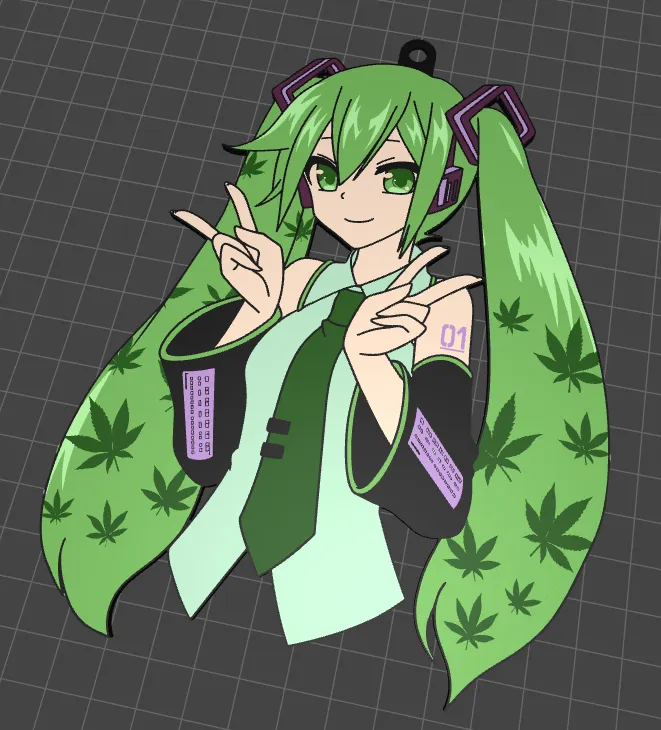 3D Keychain “Hatsune Miku – Weed - Free 3D Print Model - MakerWorld