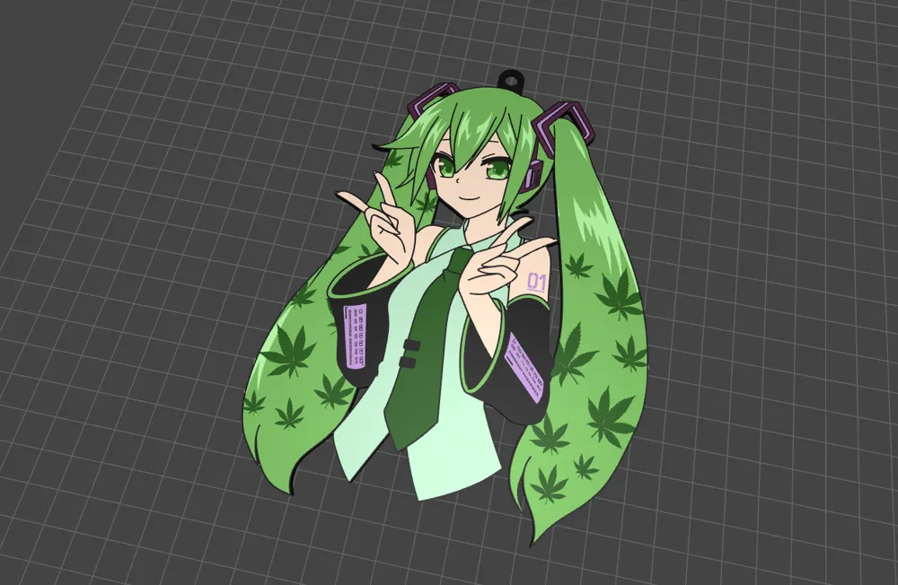 3D Keychain “Hatsune Miku – Weed - Free 3D Print Model - MakerWorld