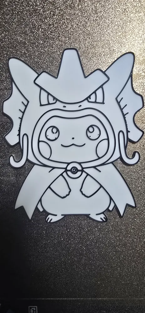 Poncho Pikachu Gyarados Coloring Panel - Free 3D Print Model - MakerWorld