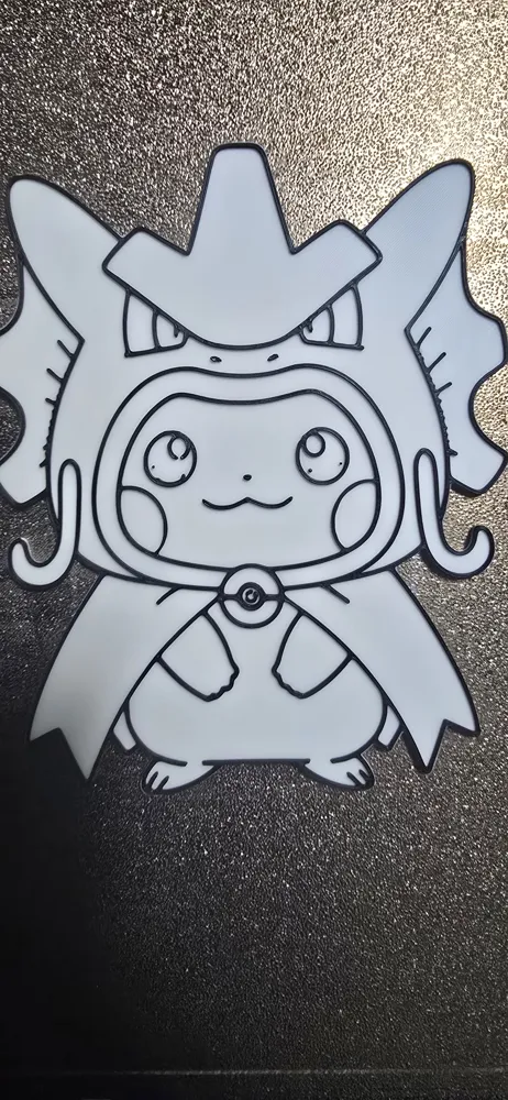 Poncho Pikachu Gyarados Coloring Panel - Free 3D Print Model - MakerWorld