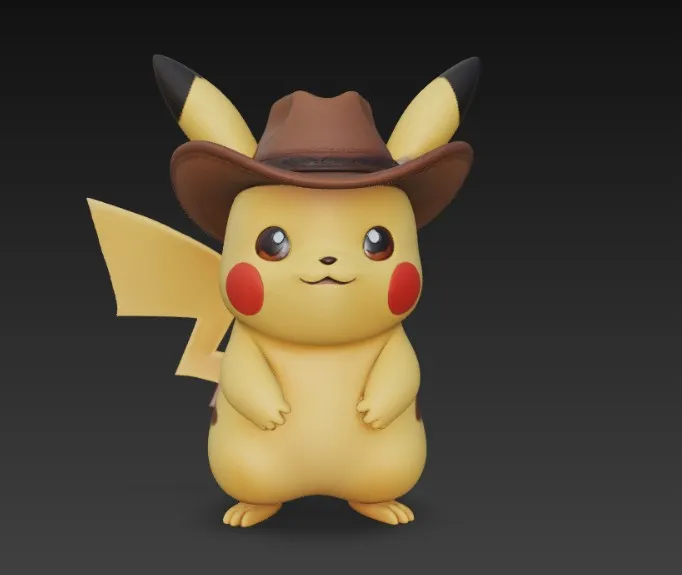 pokemon pikachu with cowboy hat - Free 3D Print Model - MakerWorld