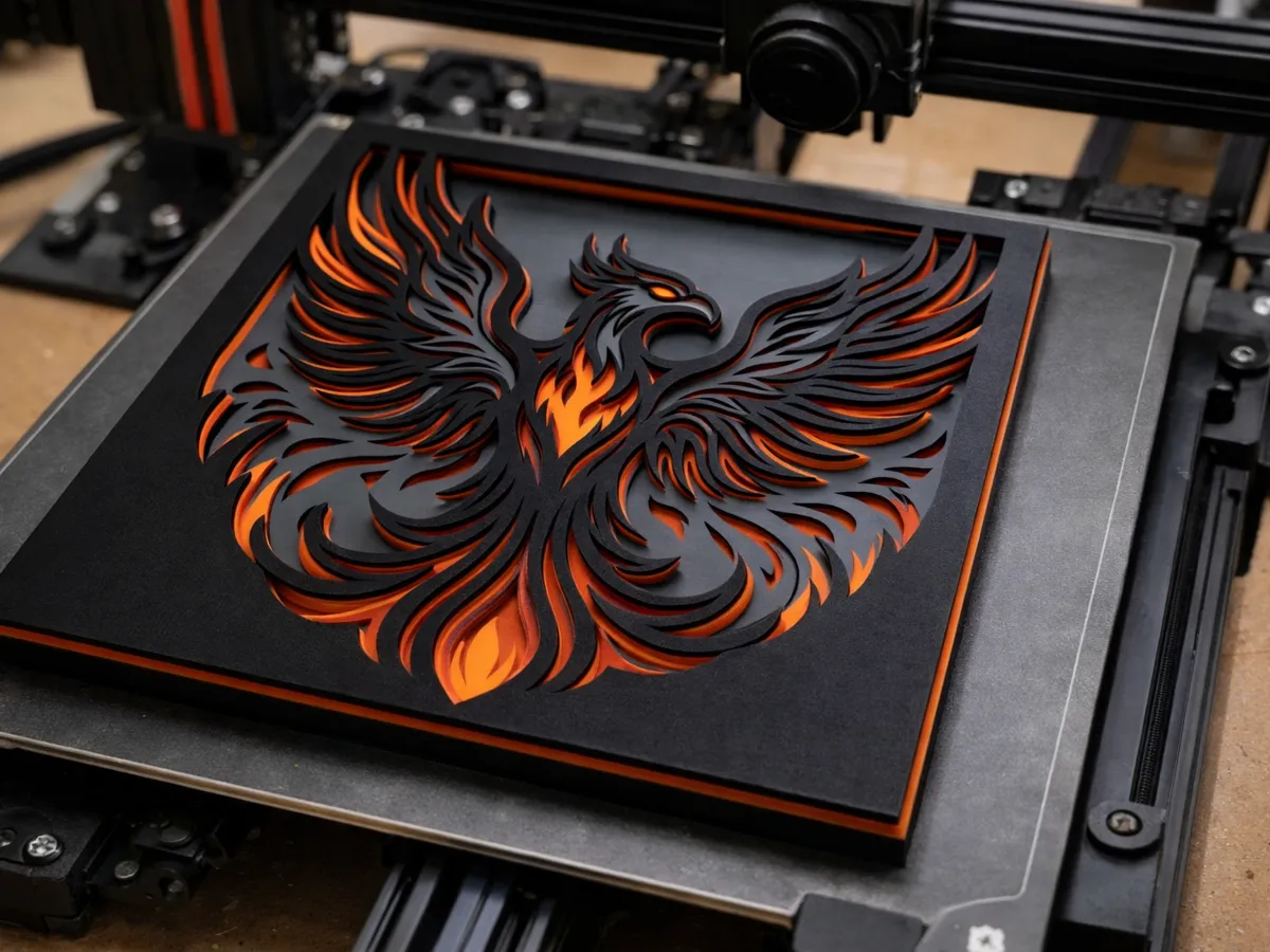 Layered Pheonix Tri-Color Wall Art - Free 3D Print Model - MakerWorld