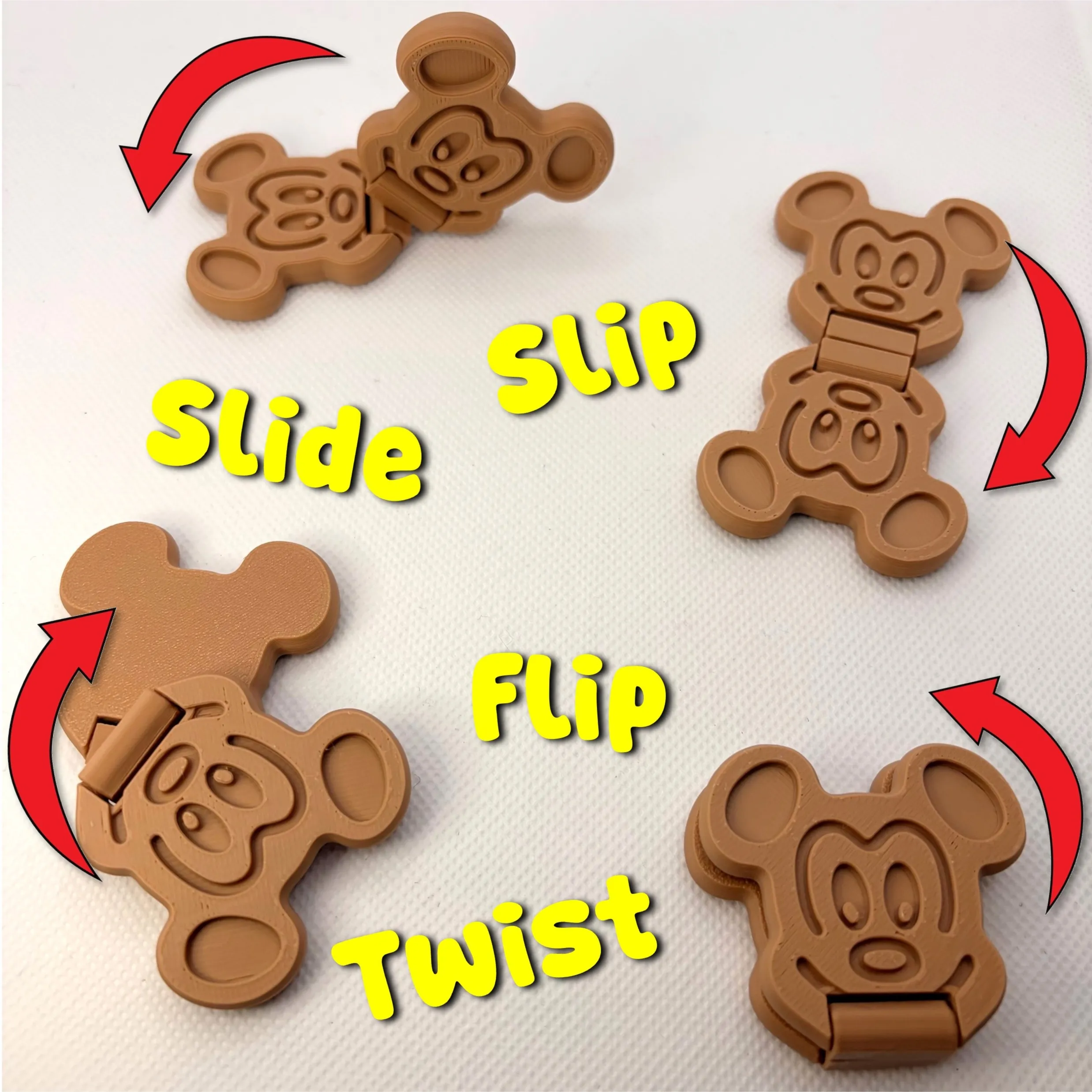 Mickey Waffle Slider + Flip Fidget (Pixie Dusting) - Free 3D Print ...
