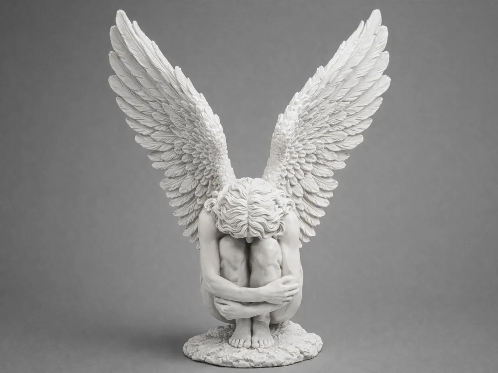 Crouching Angel Woman with Wings – Mourning Angel - Free 3D Print Model ...