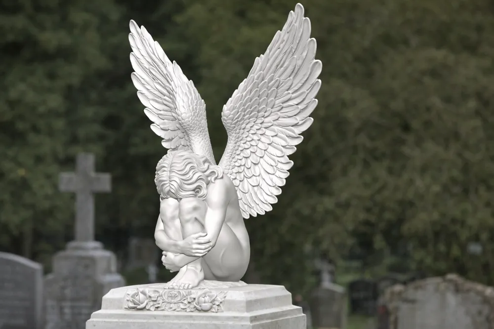 Crouching Angel Woman with Wings – Mourning Angel - Free 3D Print Model ...