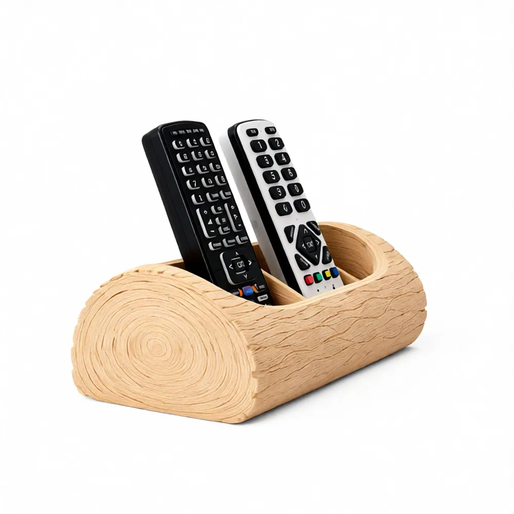 Rustic Log Remote Holder - Free 3D Print Model - MakerWorld